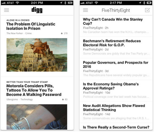 Digg Reader 并入了 Digg 应用，发布 iOS 版本 | 爱范儿
