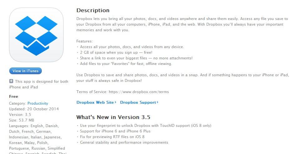 新版 Dropbox 支持 TouchID：谨防再被盗 | 爱范儿