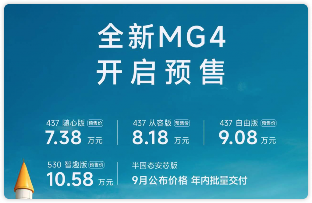预售 7.38 万元起，上汽名爵 MG4 联手 OPPO 挑战比亚迪海豚 | 爱范儿